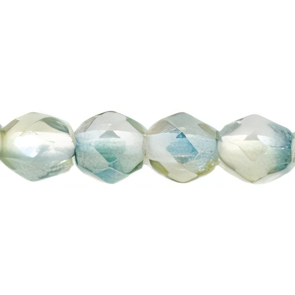 Czech Fire-Polish 4mm Luster - Blue/Crystal (50pcs) — Beadaholique