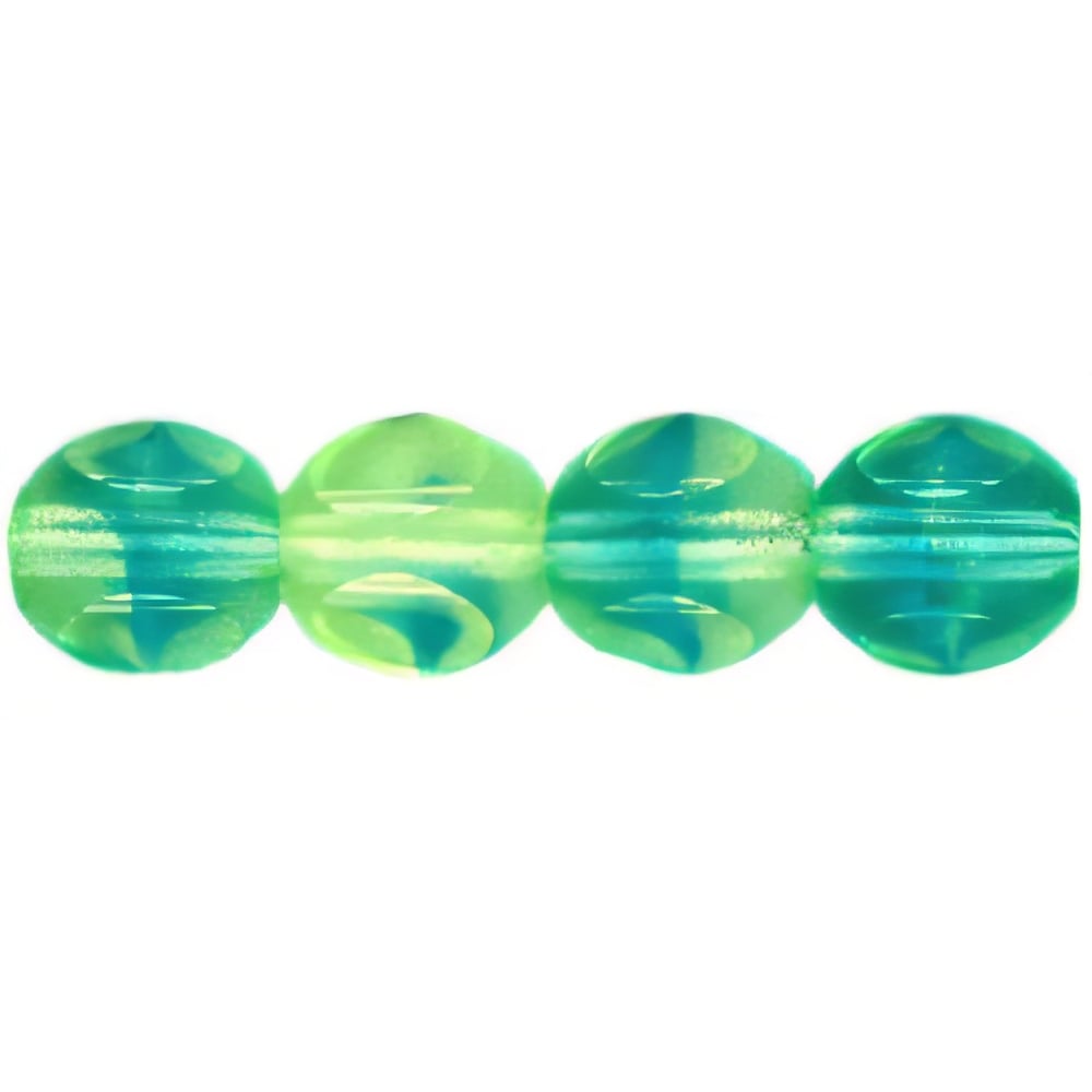 Czech German Style Triangle 6mm Green/Blue (25pcs) — Beadaholique