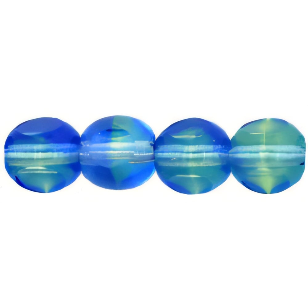 Czech German Style Triangle 6mm Blue/Lt Green (25pcs) — Beadaholique