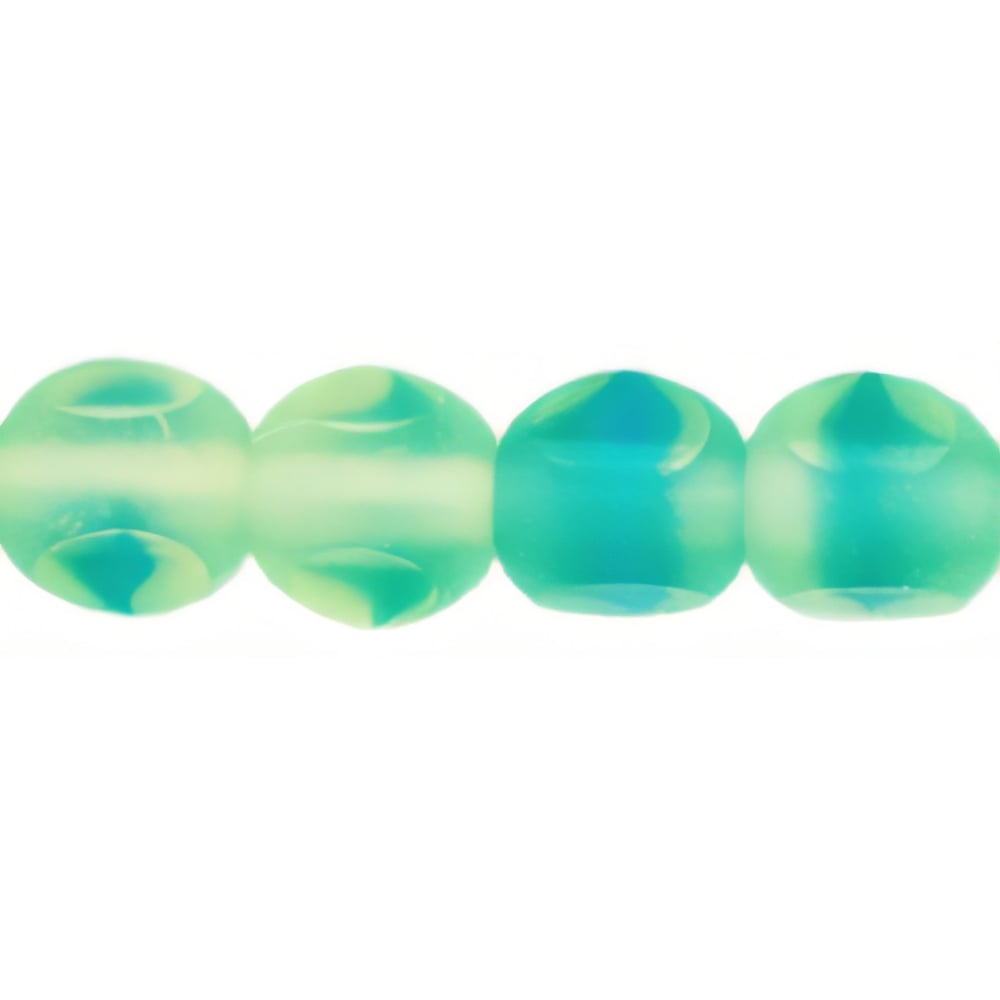 Czech German Style Triangle 6mm Matte - Green/Blue (25pcs) — Beadaholique