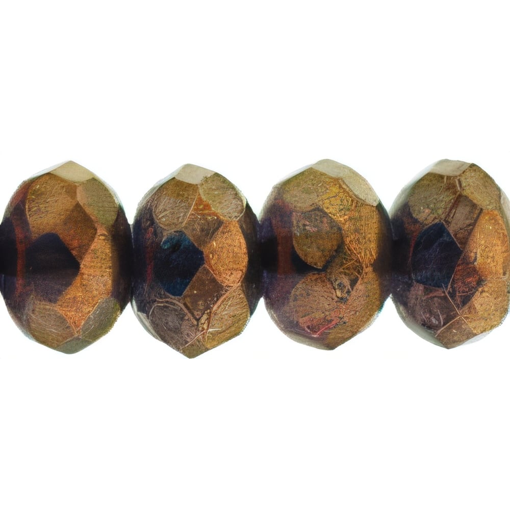 Czech Gem-Cut Rondelle 9 x 6mm Bronze Illusion - Topaz (25pcs ...