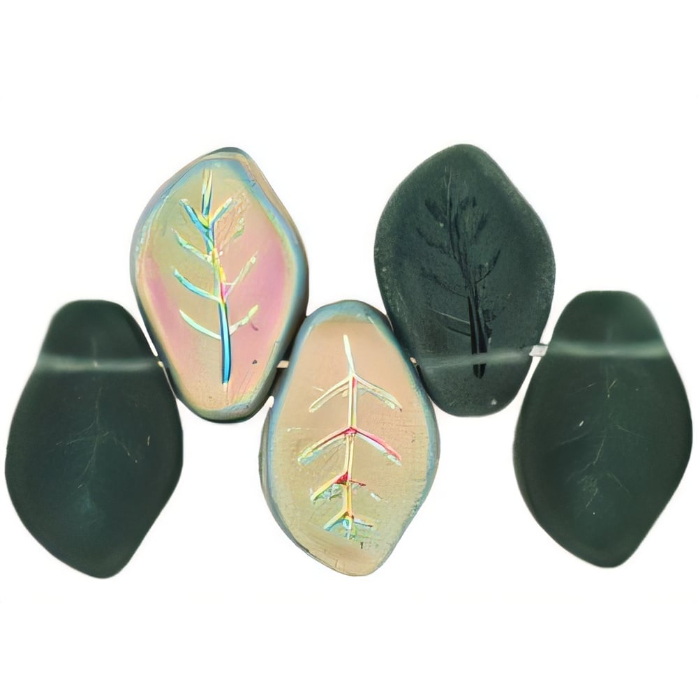 Czech Leaves 14 x 9mm Matte - Montana Blue - Vitral (25pcs) — Beadaholique