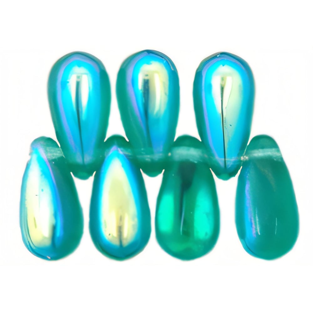 Czech Tear Drops 10 x 5mm Teal AB (50pcs) — Beadaholique