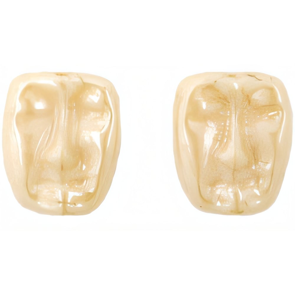 Czech Dramatic Face Masks 13 x 11mm Luster - Opaque Beige (25pcs ...