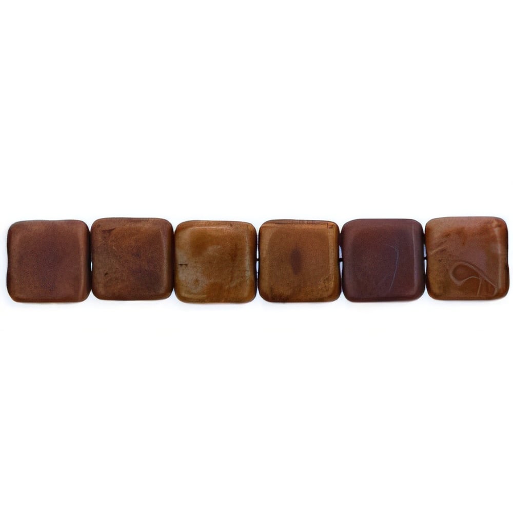 Czech Small Flat Squares 6mm Brown Caramel - Picasso (50pcs) — Beadaholique