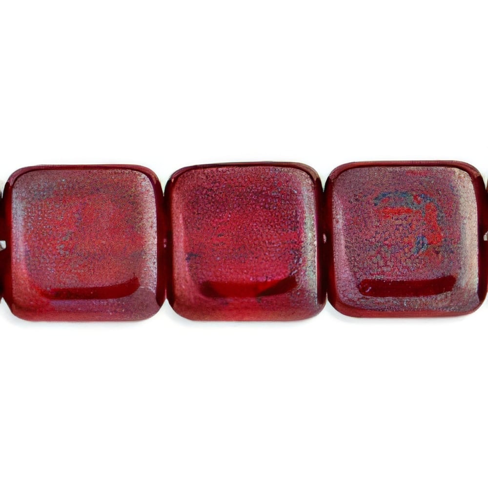 Czech Flat Squares 9mm Siam Ruby - Vega (25pcs) — Beadaholique