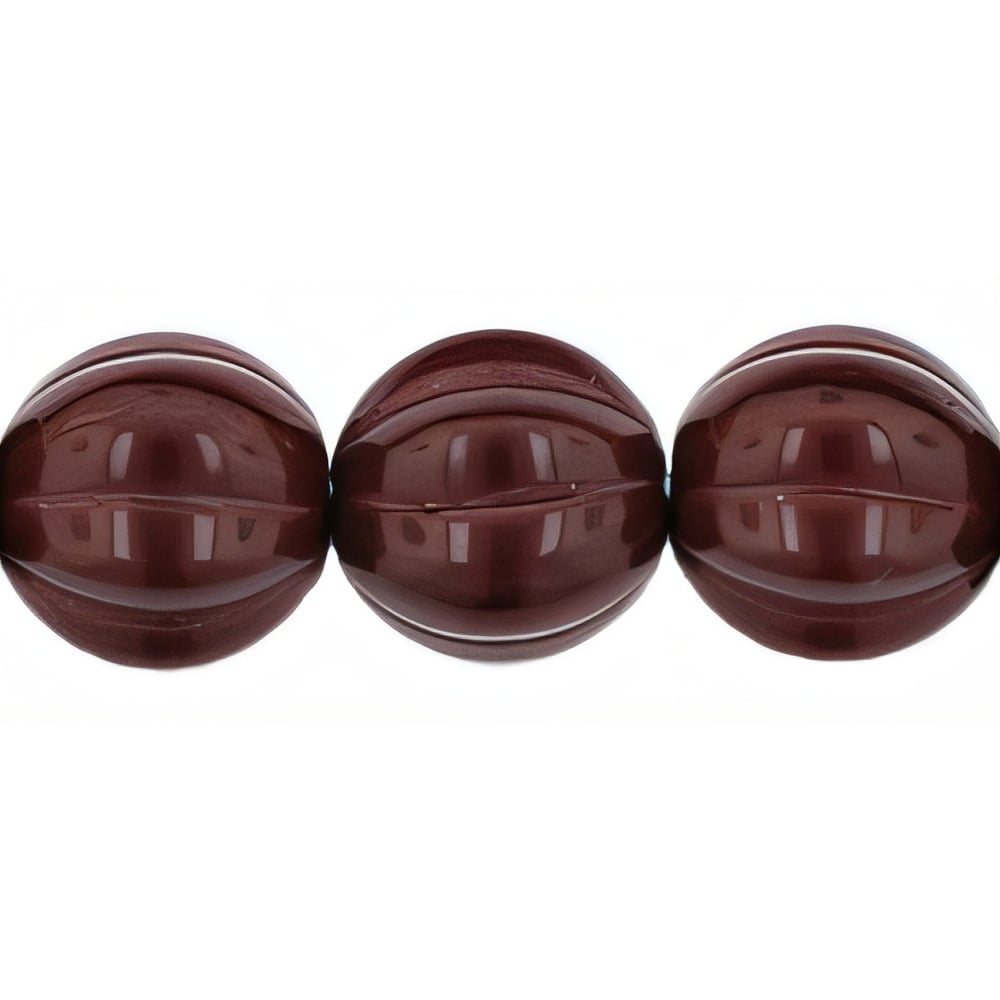 Czech Melon Round 8mm Opaque Cocoa Brown (25pcs) — Beadaholique