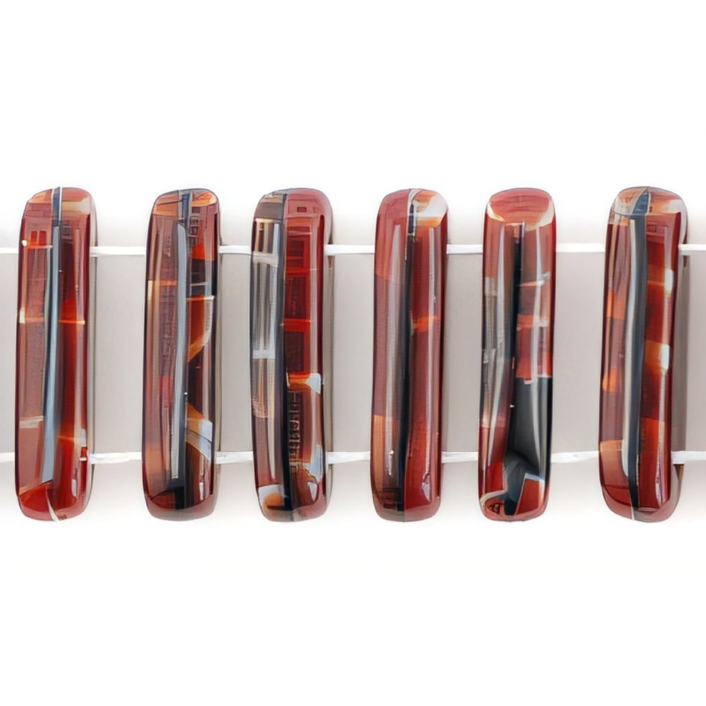 Czech Two Hole Bar 15 x 5mm Red w/Black Swirl (50pcs) — Beadaholique
