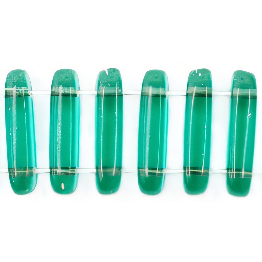 Czech Two Hole Bar 15 x 5mm Cool Mint Green - Silver-Lined (50pcs ...