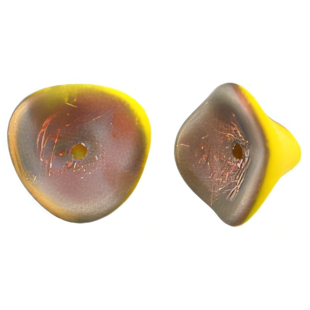 Czech Three Petal Flowers 12 x 10mm Matte - Apollo - Sunflower Yellow ...