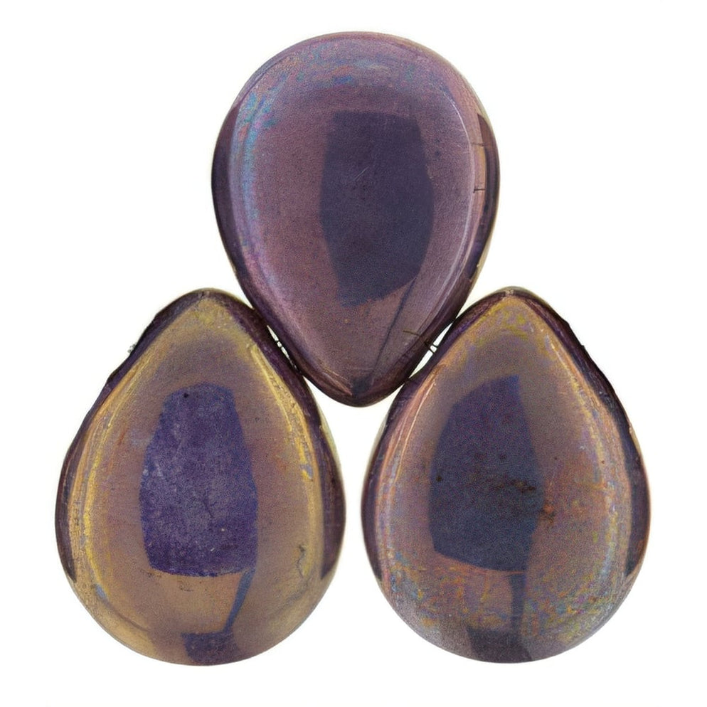 Czech Pear Shaped Drops 16 x 12mm Luster - Opaque Bronzed Smoke (25pcs ...