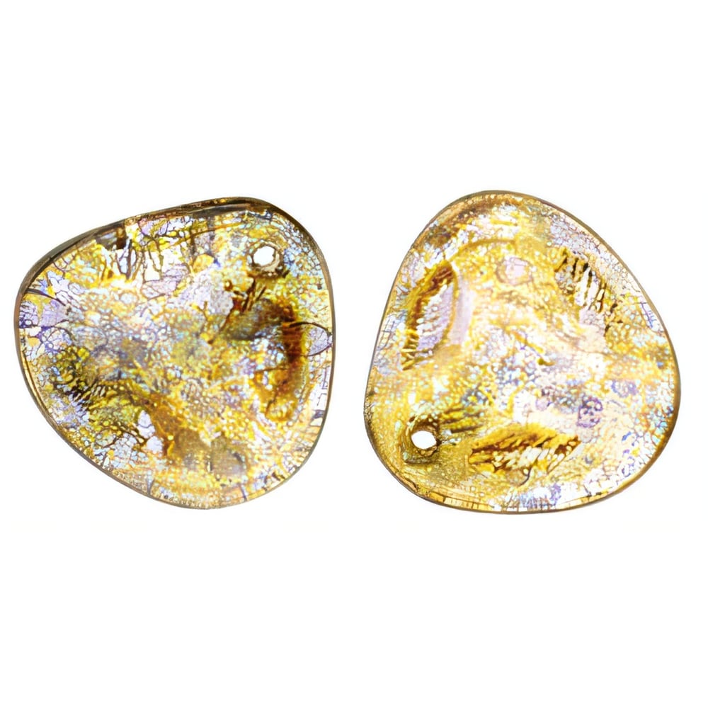 Czech Rose Petals 14 x 13mm Crystal - Bronze Picasso (25pcs) — Beadaholique