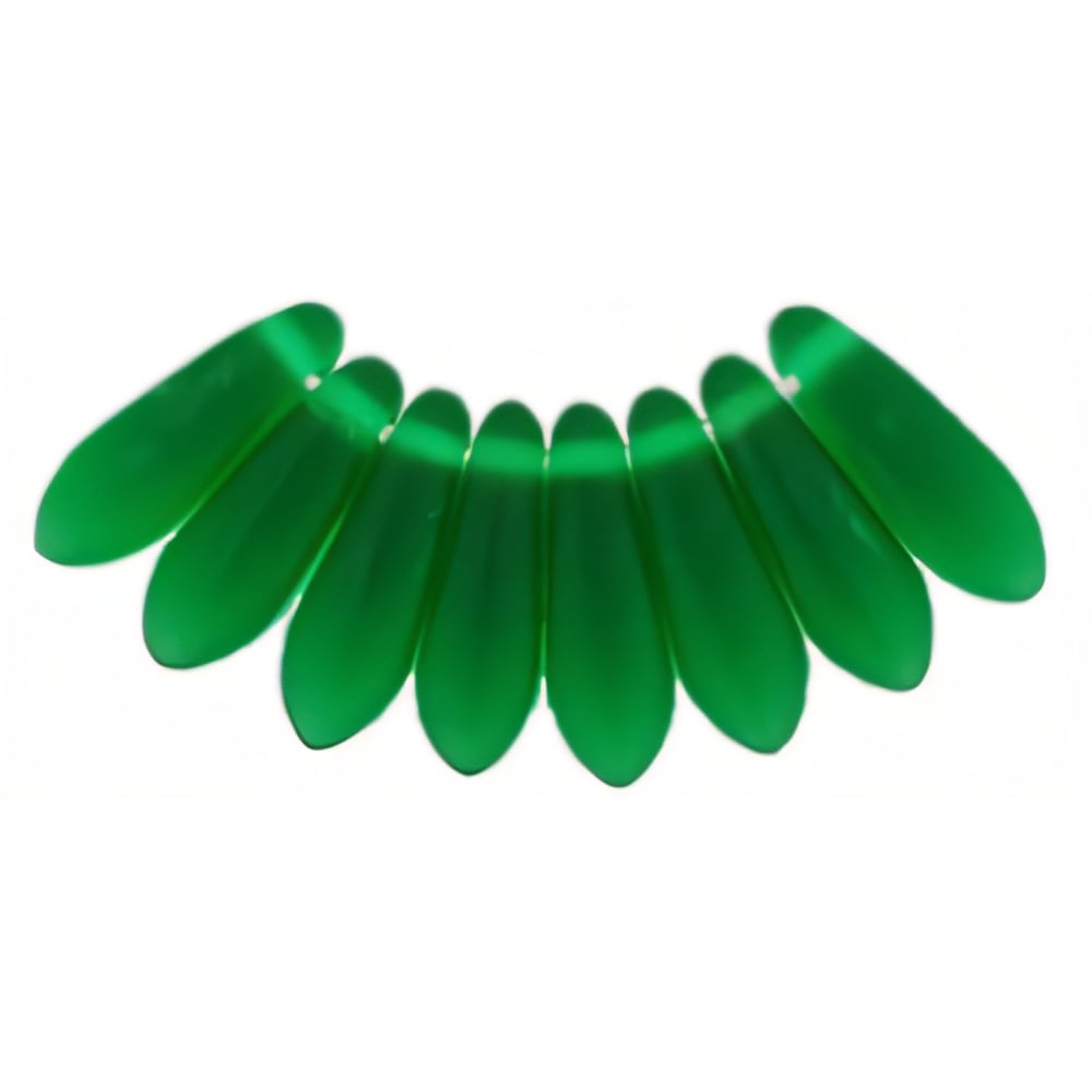 Czech Dagger 10 x 3mm Matte - Green Emerald (100pcs) — Beadaholique