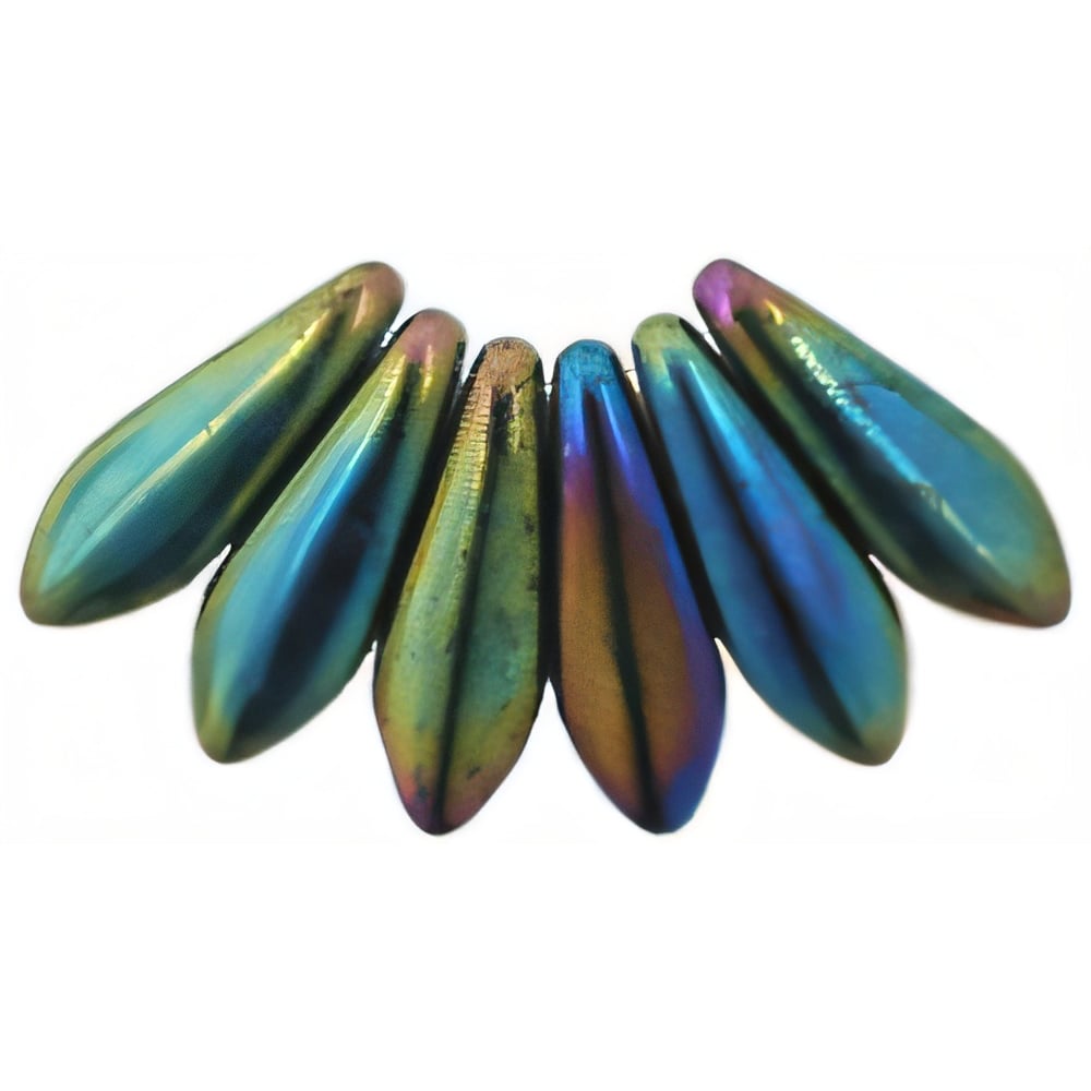 Czech Dagger 16 x 5mm Iris - Green (50pcs) — Beadaholique