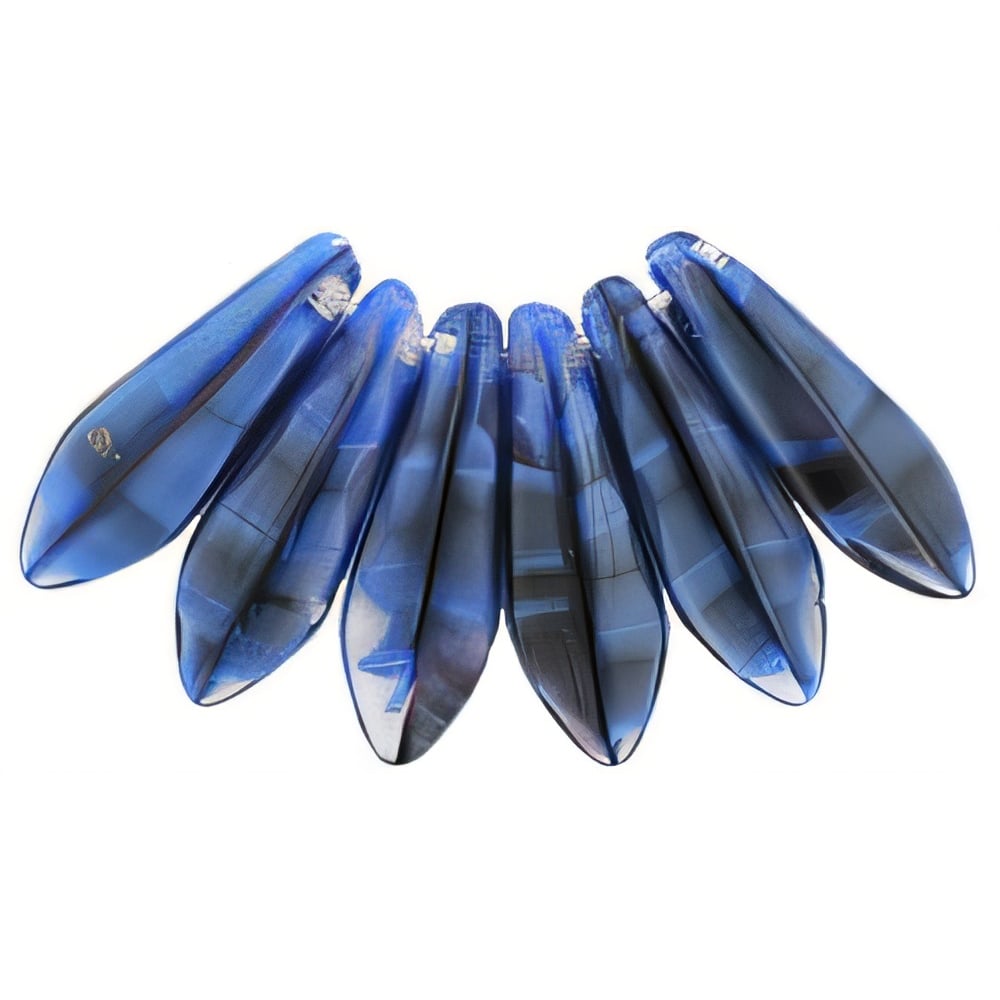 Czech Dagger 16 x 5mm Blue w/Black Swirl (50pcs) — Beadaholique