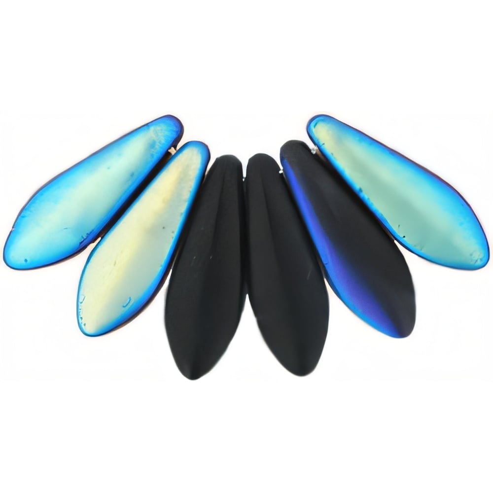 Czech Dagger 16 x 5mm Matte - Jet AB (50pcs) — Beadaholique