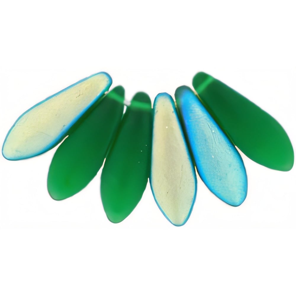 Czech Dagger 16 x 5mm Matte - Green Emerald AB (50pcs) — Beadaholique