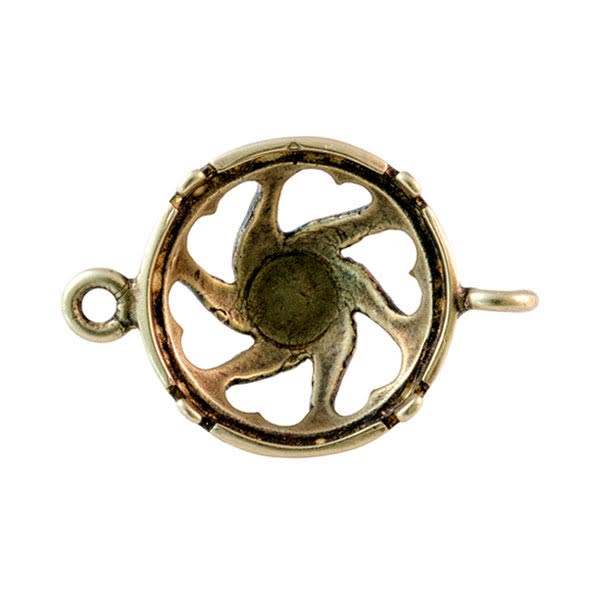 2-Loop Bezel Setting for 12mm 1122 Rivoli Stone - Antiqued Brass Plate ...