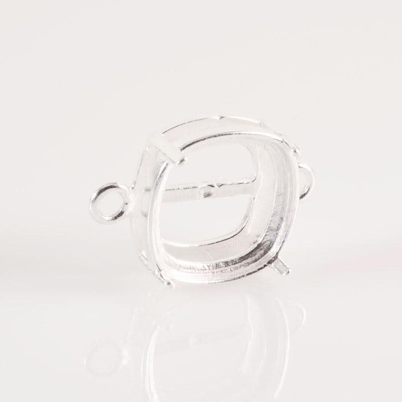 Pendant Bezel Setting for 10mm Cushion Stone, 2 Loops - Silver Plated ...