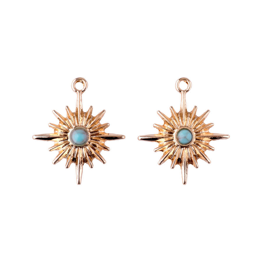 23mm Sun Burst Charm/Pendant with Faux Turquoise Center from the Sierra ...