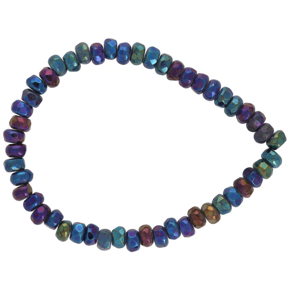 Czech Glass Gem Cut Microspacer (3x2mm) Purple Blue Iris Finish Opaque ...