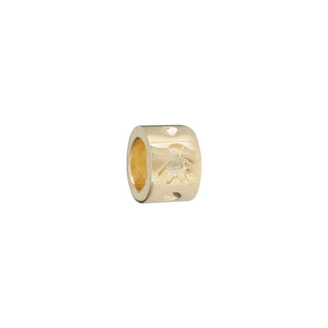 Large Hole Bead, Round Cylinder with Gingerbread Man 8mm, Gold Plated ...