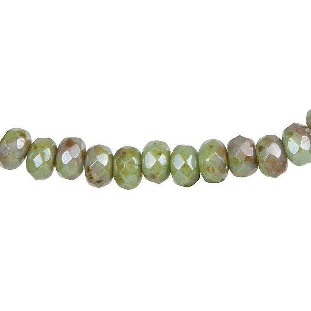 Czech Glass 3x5mm Opaque Greenstone Roundel Bead Strand by Raven's Jou ...