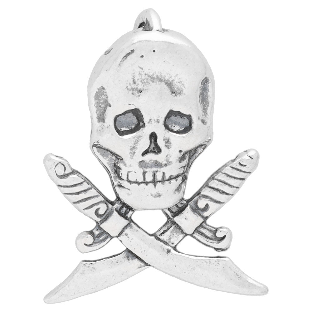 Sterling Silver Charm, Jolly Roger Skeleton Pirate Skull 20x16mm, 1 ...