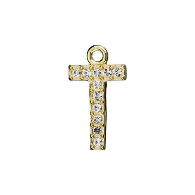 Alphabet Pendant, Letter 'T' 12.5mm, Gold Finish (1 Piece) — Beadaholique