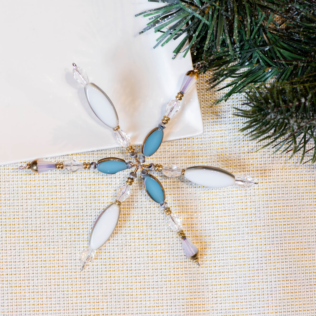 White and Blue Pressed Glass Snowflake Ornament Kit - Limited Edition ...
