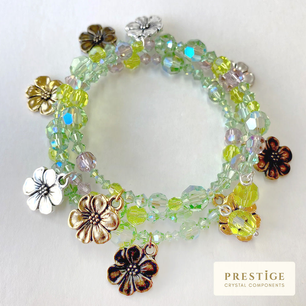Sparkling Apple Blossom Memory Wire Bracelet — Beadaholique
