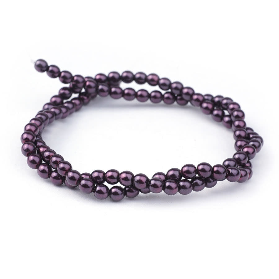 4mm Plum Pearl Coated Czech Glass Pearls Strand — Beadaholique