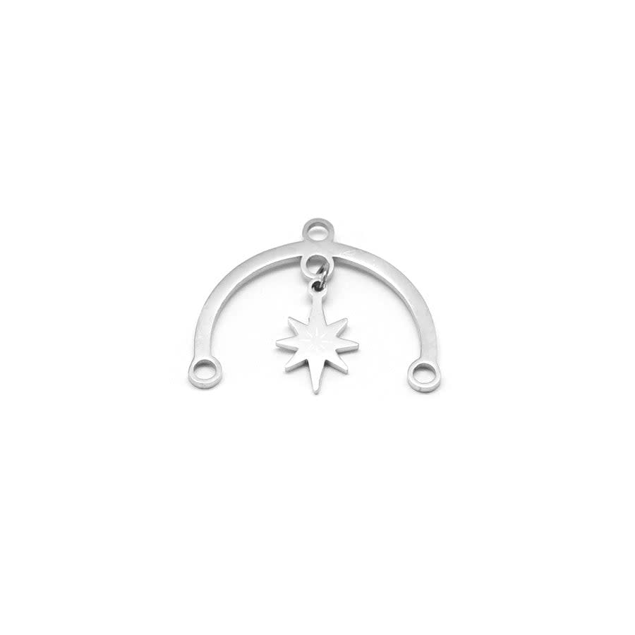 22mm Silver Plated Half Circle Connector with Star charm — Beadaholique