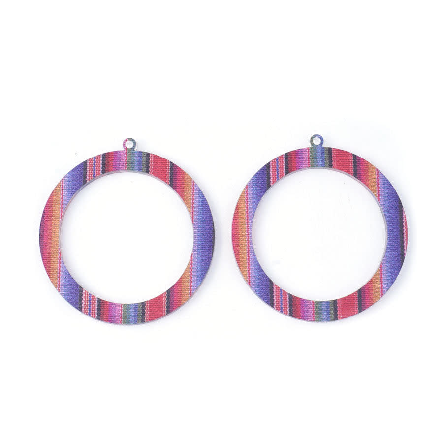 50mm Hoop with Top Loop Acrylic Component Set - Rainbow Stripe (1 Pair ...