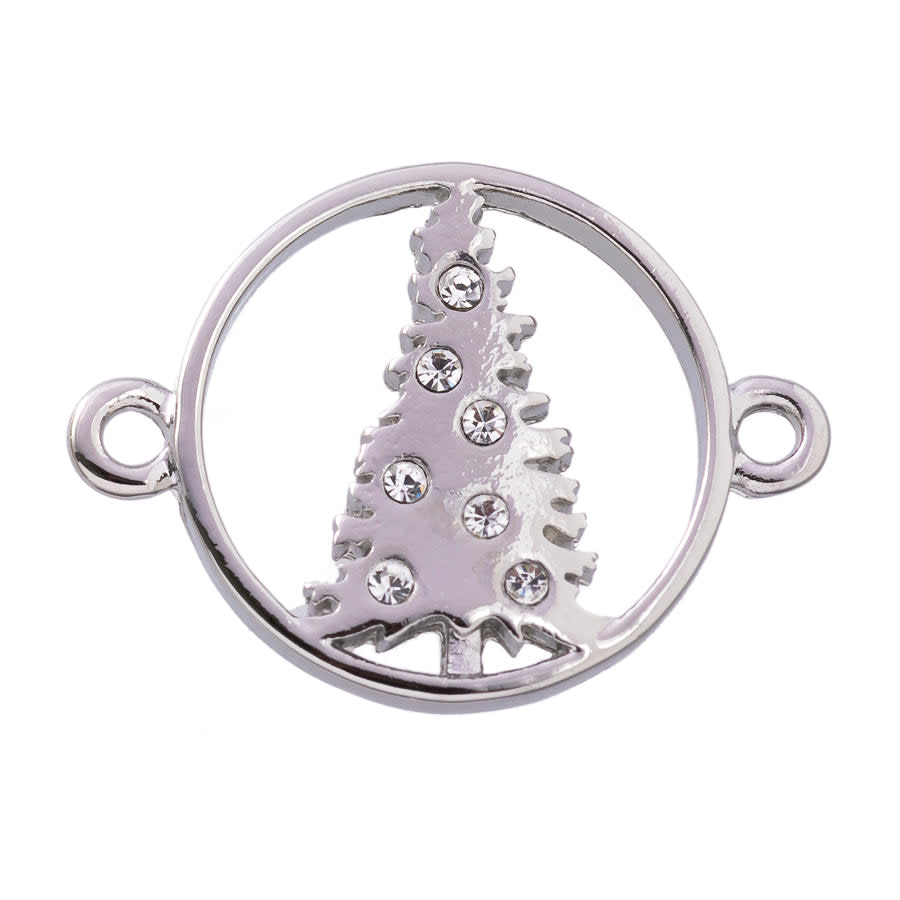 24mm Mini Sparkly Christmas Tree Connector in Rhodium Plating ...