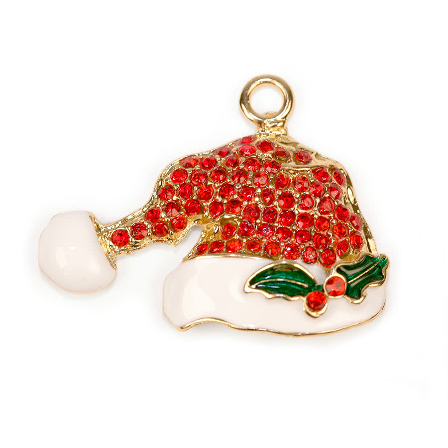 23x40mm Santa Hat Sparkle Pendant in Gold — Beadaholique