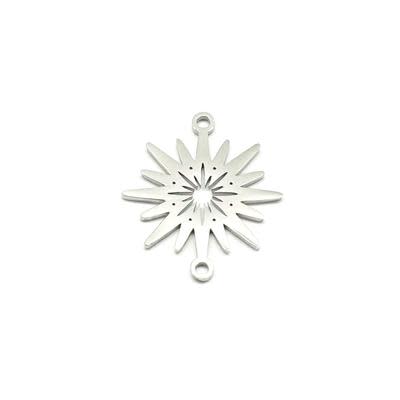 18mm Silver Plated Stainless Steel Sun Burst Connector — Beadaholique
