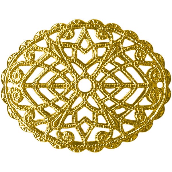 23x29mm Gold Plated Filigree, Domed Oval (12 Pieces) — Beadaholique