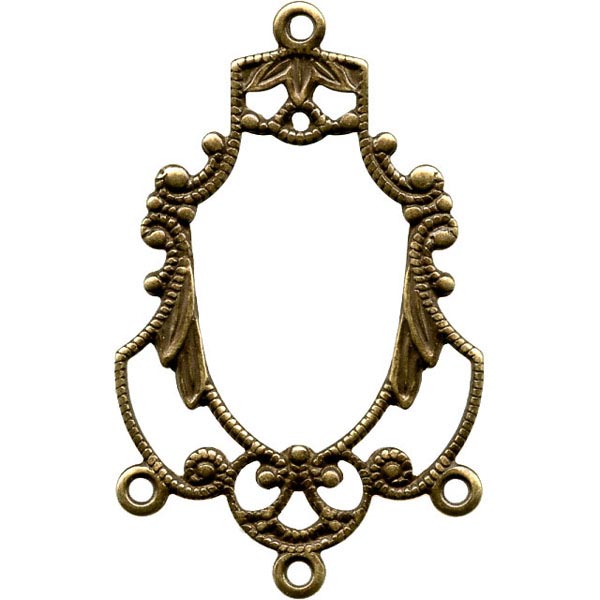 27x17mm Antiqued Brass Plated Filigree, Victorian, 4 Loops (12 Pieces ...