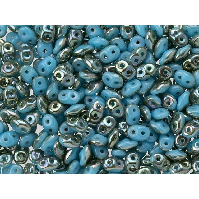 Matubo SuperDuo 2 x 5mm Blue Turquoise Celsian 2-Hole Seed Bead 2.5 ...