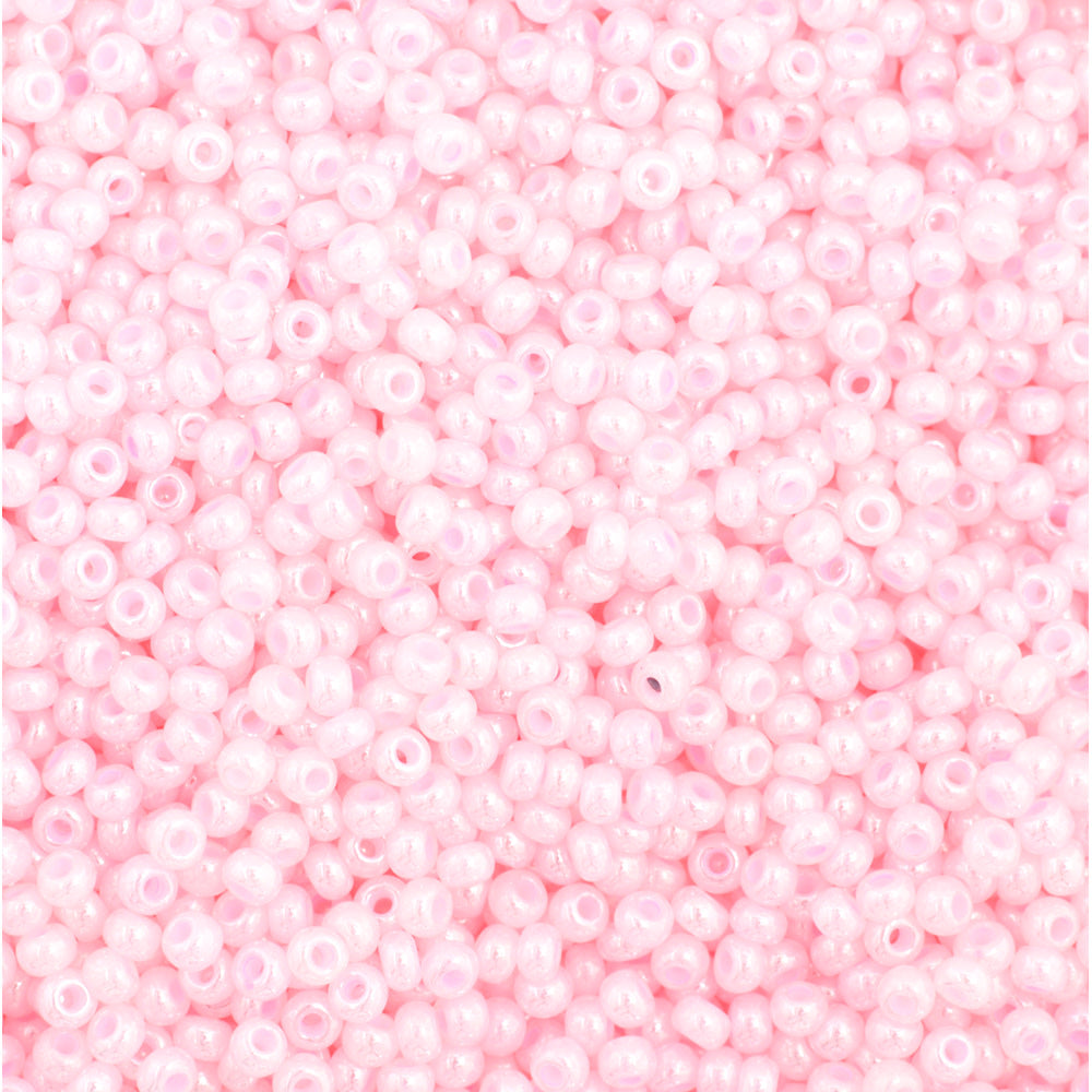 Preciosa Czech Glass, 11/0 Round Seed Bead, Opaque Pale Pink Dyed Pearl ...