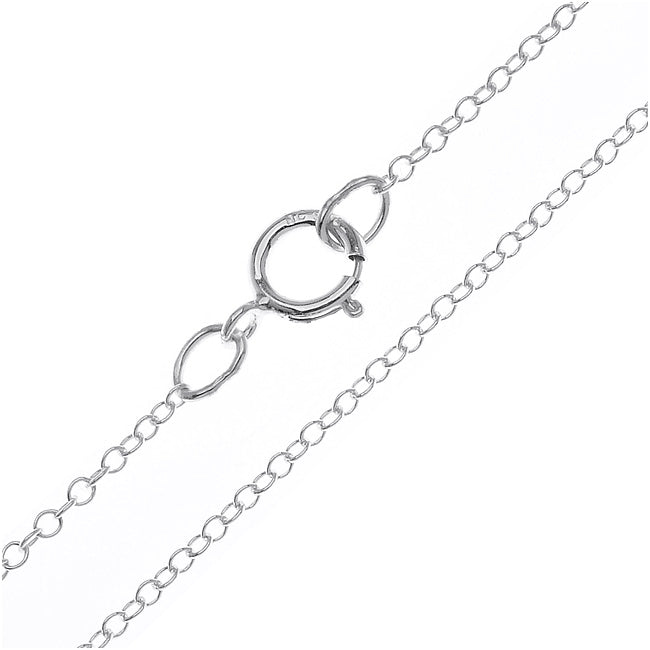 Finished Cable Chain Necklace, Round Links 1.2mm, 16 Inches, Sterling ...