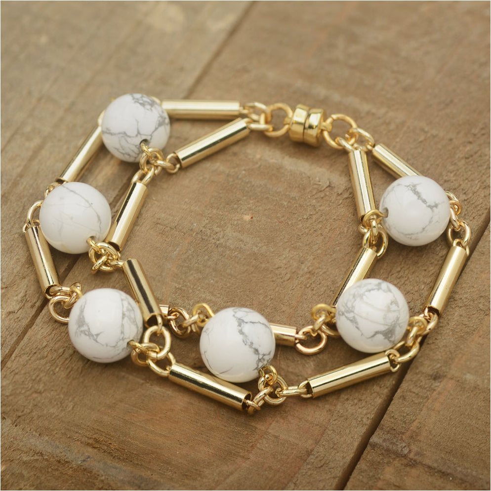 White Howlite Ladder Chain Bracelet — Beadaholique
