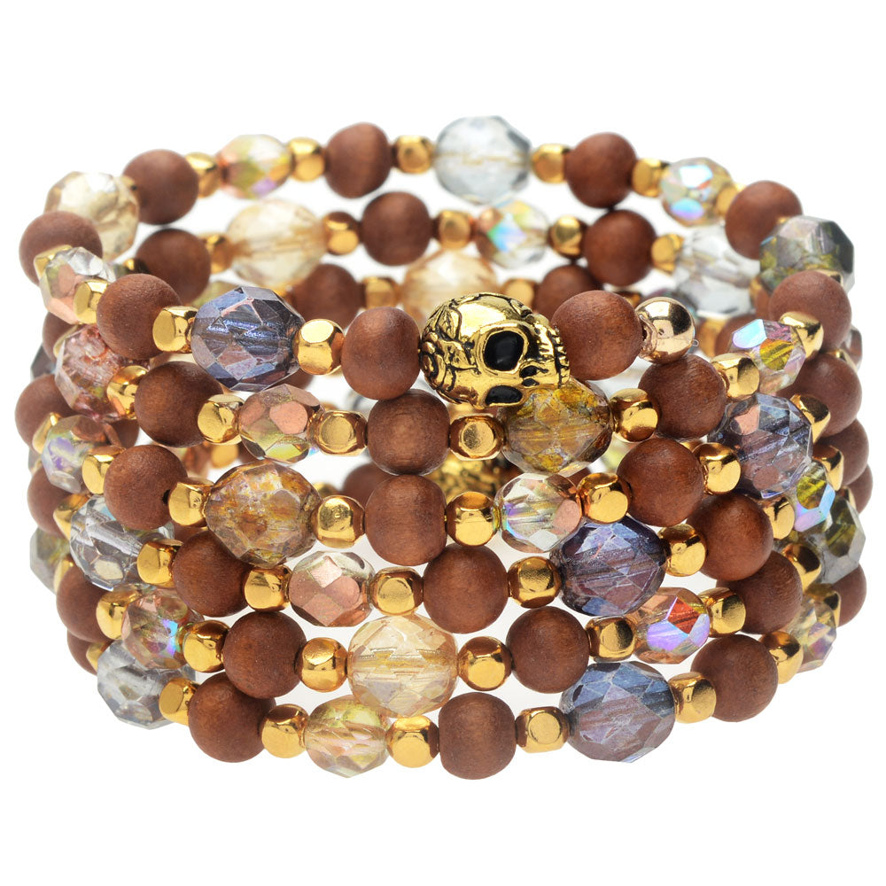 Glimmering Skull Memory Wire Bracelet — Beadaholique