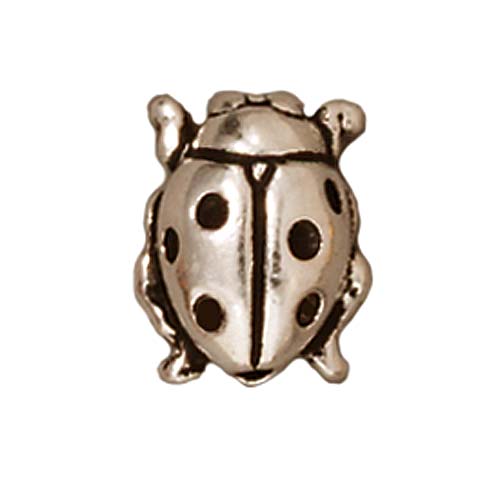 Tierracast Fine Silver Plated Pewter Ladybug Beads 10mm 2 Pieces