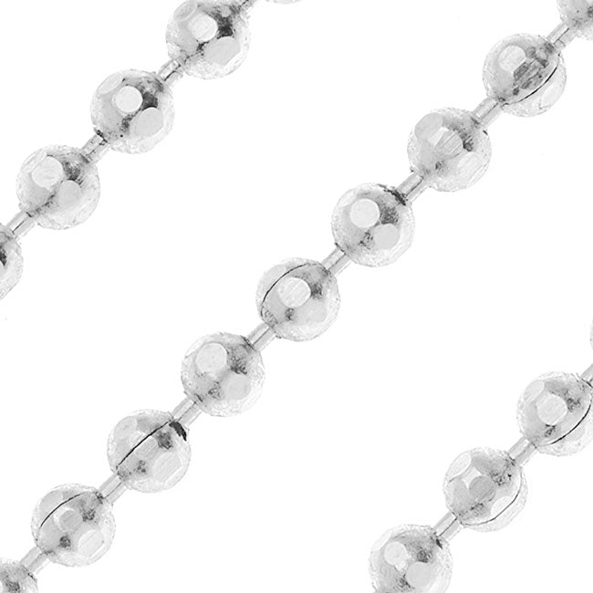 Silver Plated Faceted Ball Chain, 2mm, by Nunn Design, by the Foot ...