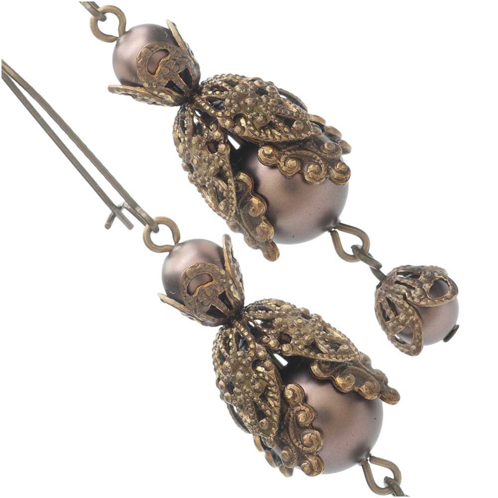 Retired - Velvet Brown Filigree Earrings — Beadaholique