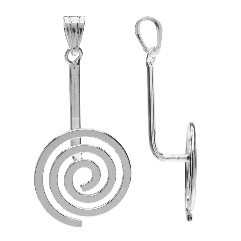 Gemstone Spiral Donut Bails, 43 x 20 x 9mm, Silver Tone Brass (2 Piece ...