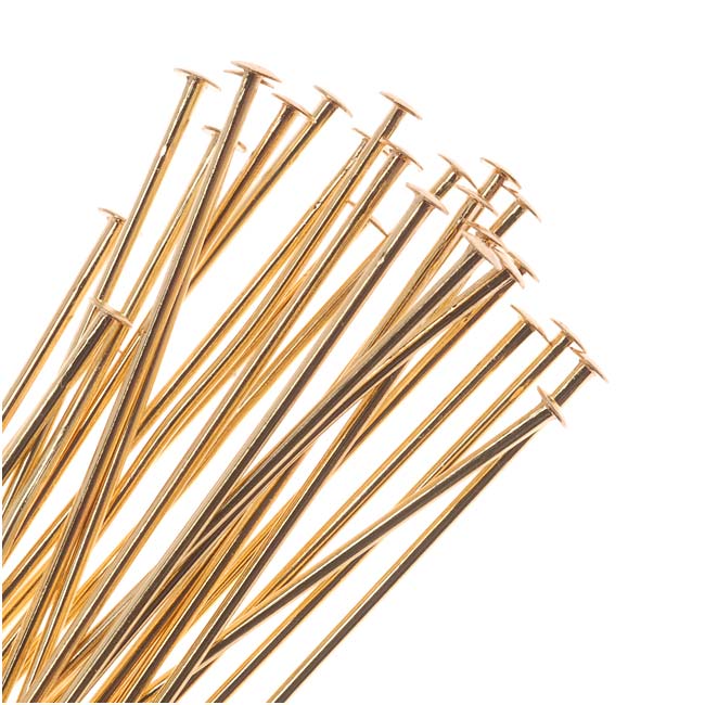 Head Pins, 22K Gold Plated, 1 Inch Long and 21 Gauge Thick (50 Pieces ...