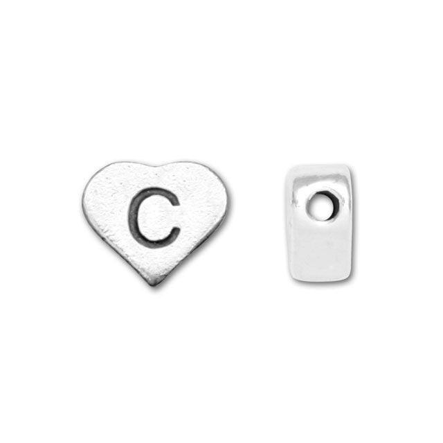 Alphabet Bead, Heart Letter "C" 7x6mm, Sterling Silver (1 Piece ...